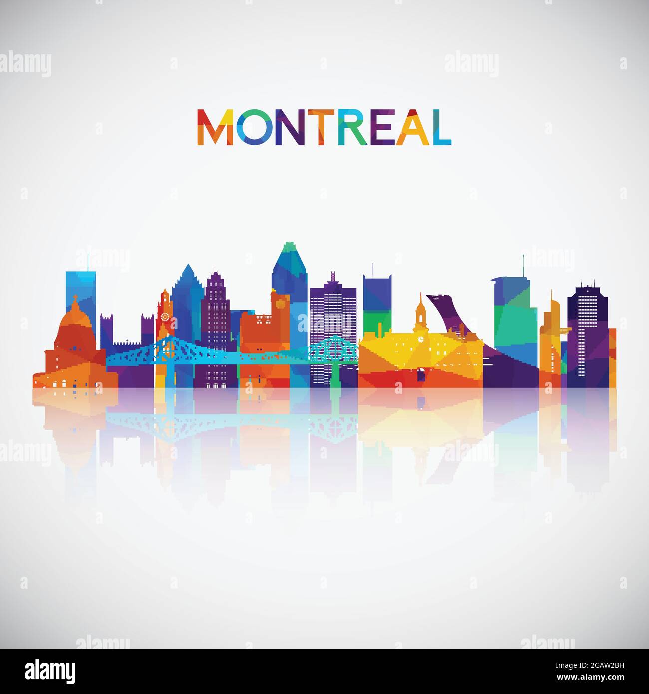 Montreal skyline silhouette in colorful geometric style. Symbol for ...