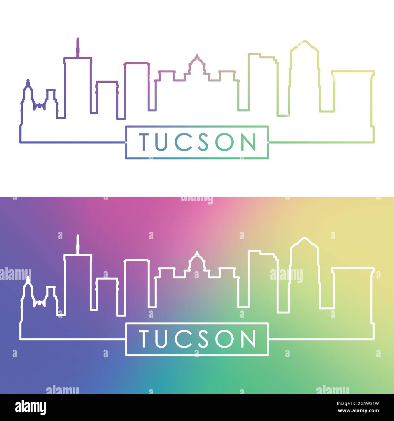 Tucson skyline. Colorful linear style. Editable vector file Stock ...