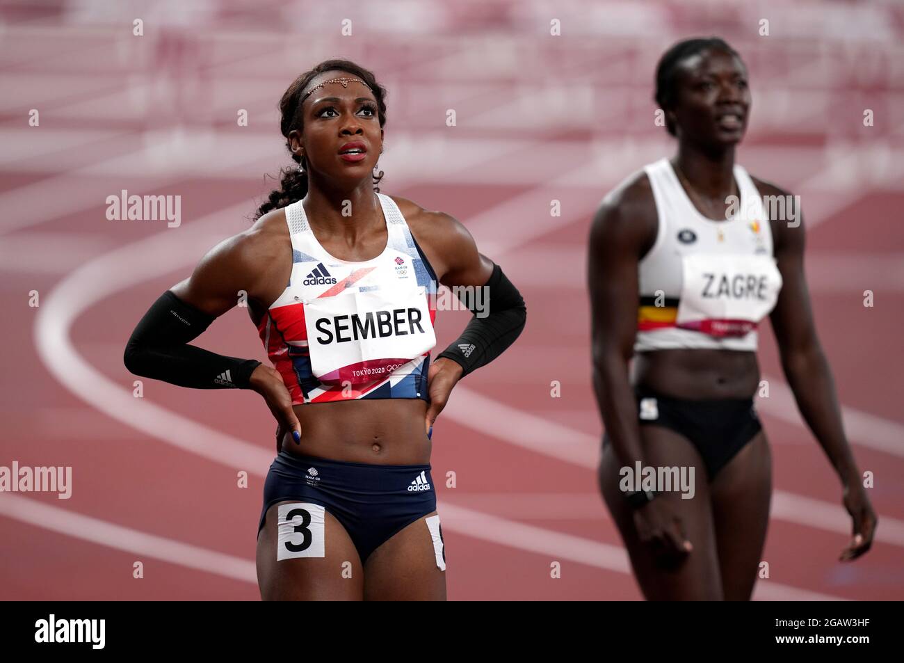 Great Britain's Cindy Sember reacts after the third semi-final of the ...