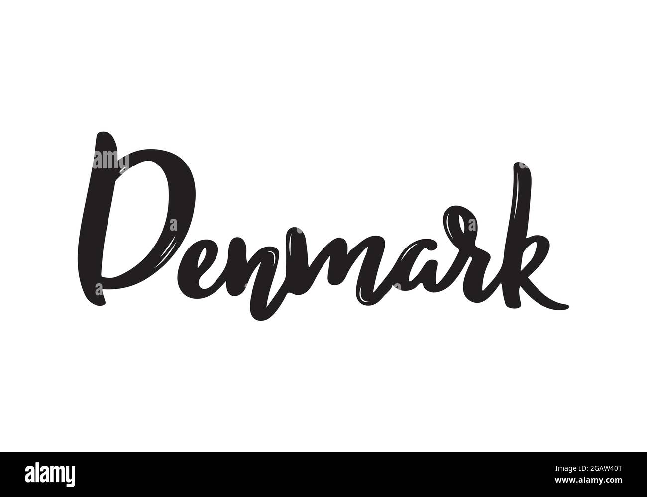 Denmark Lettering. Handwritten name of the country. Vector design ...