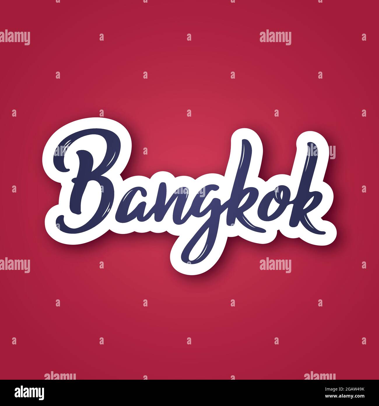 Bangkok - hand drawn name of Thailand. Sticker with lettering in paper ...