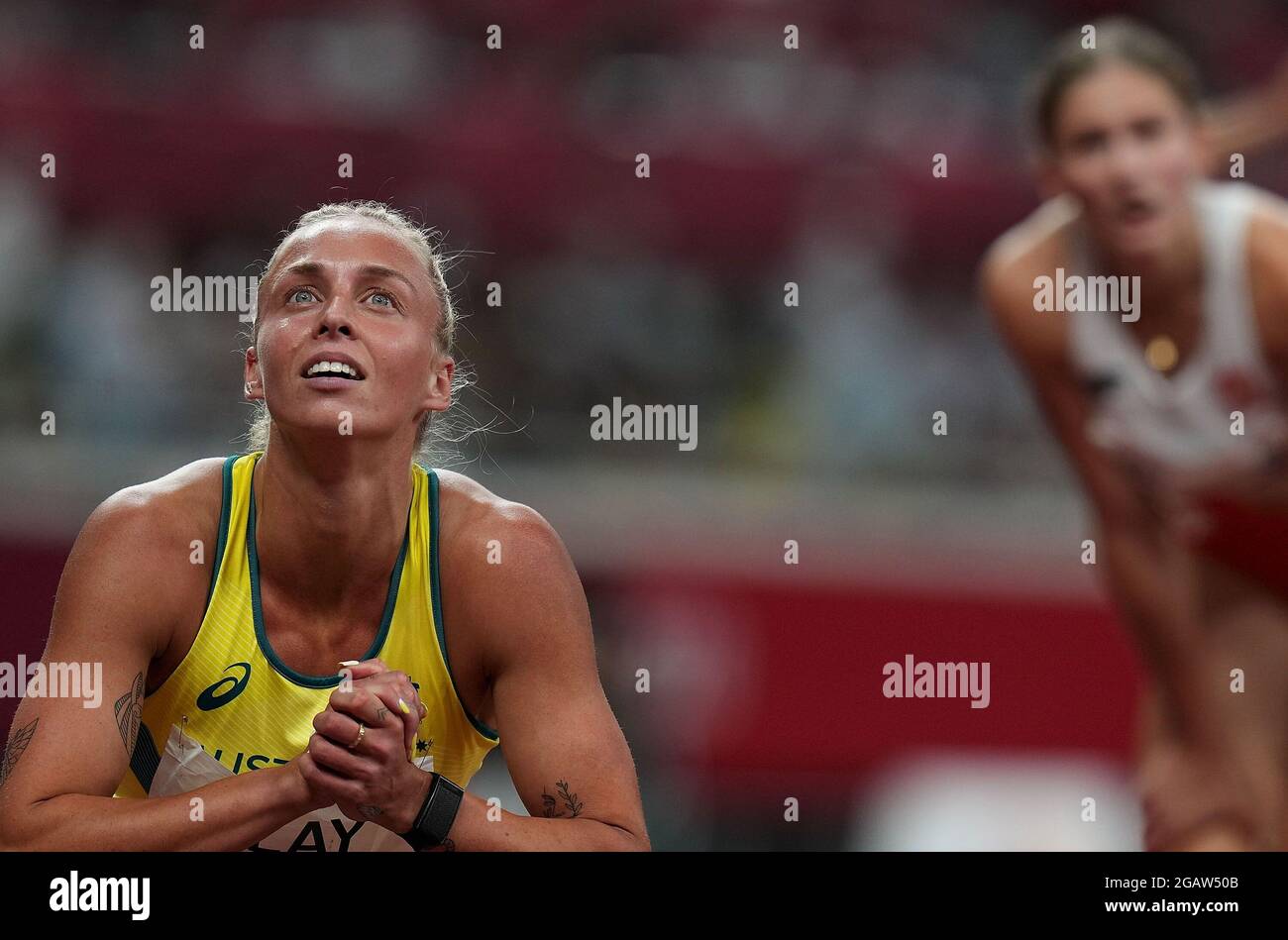 Tokyo, Japan. 1st Aug, 2021. Liz Clay of Australia reacts during the ...
