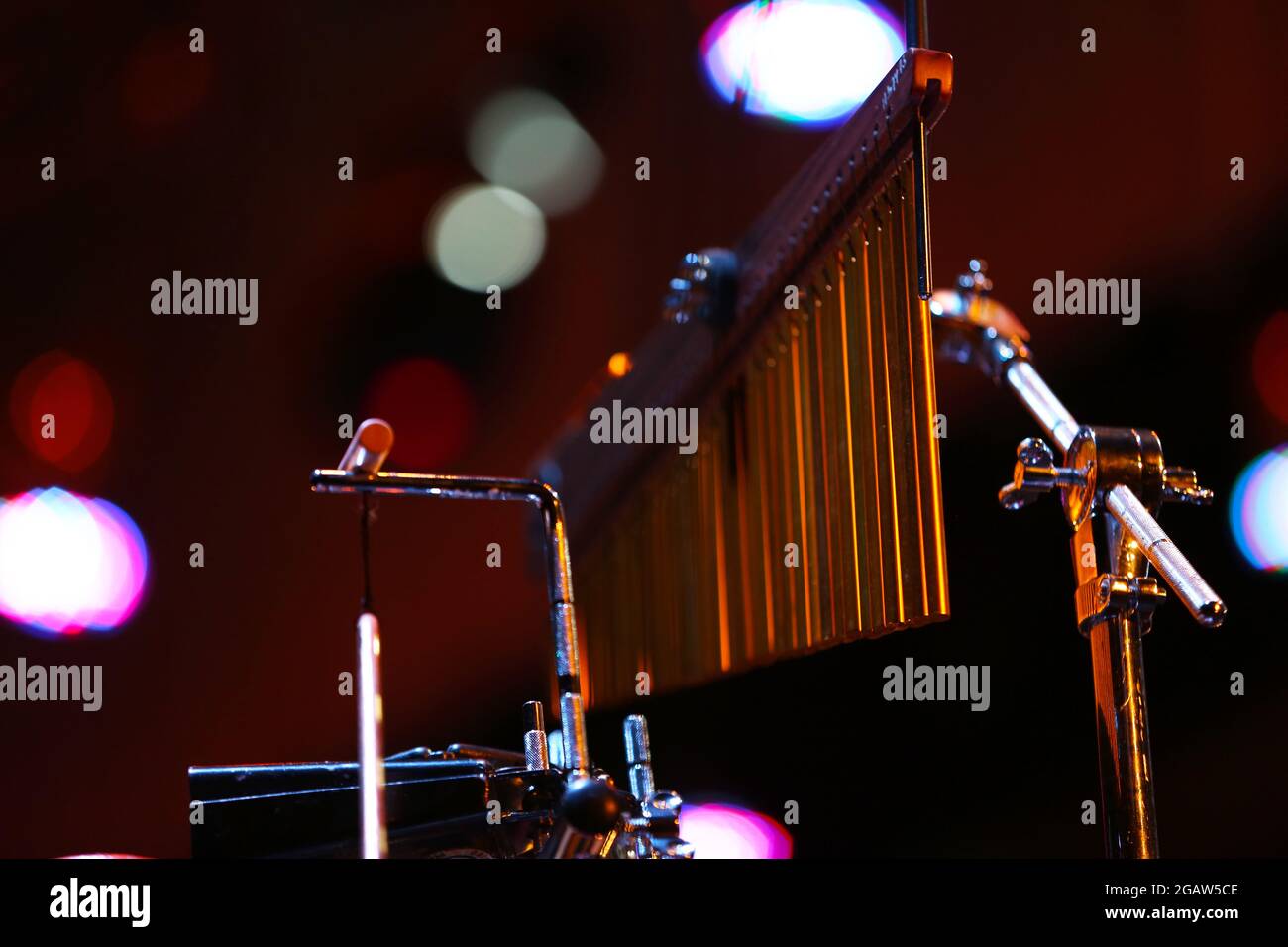 Musical instruments on a stage Stock Photo - Alamy