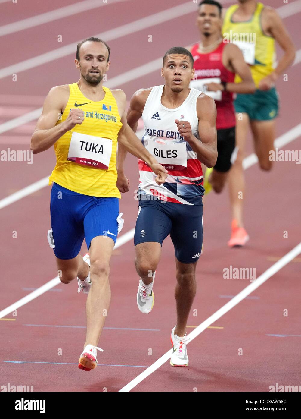 Great Britain's Elliot Giles (right) in action during the third semi ...