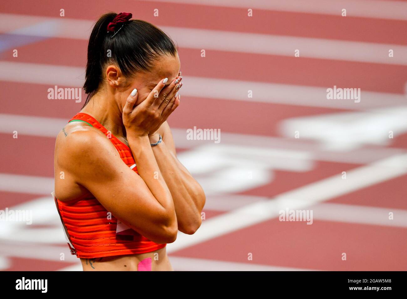 TOKYO, JAPAN - AUGUST 1: Luca Kozak of Hungary and Yanique Thompson of ...