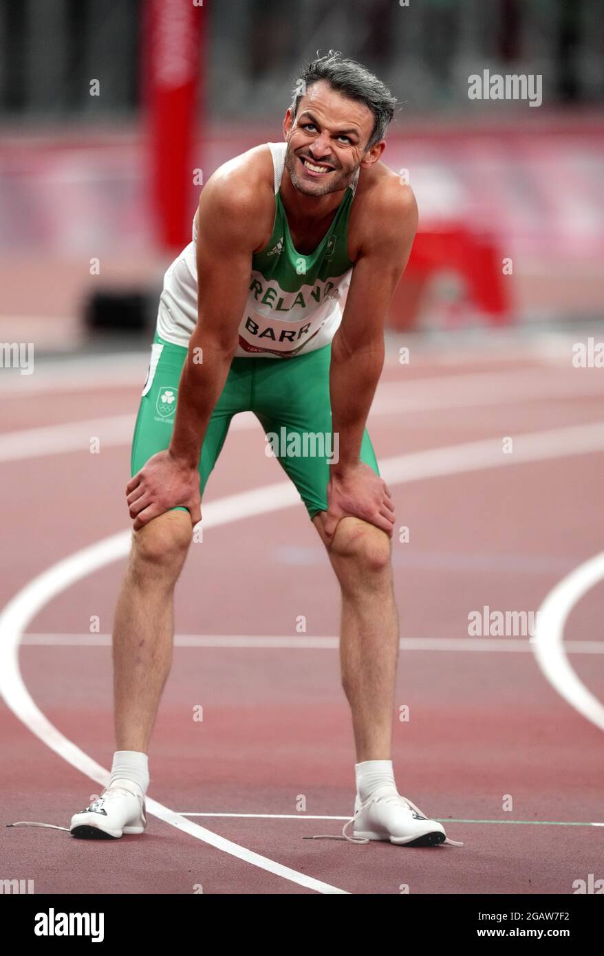 Ireland's Thomas Barr reacts after the first semi-final of the Men's ...