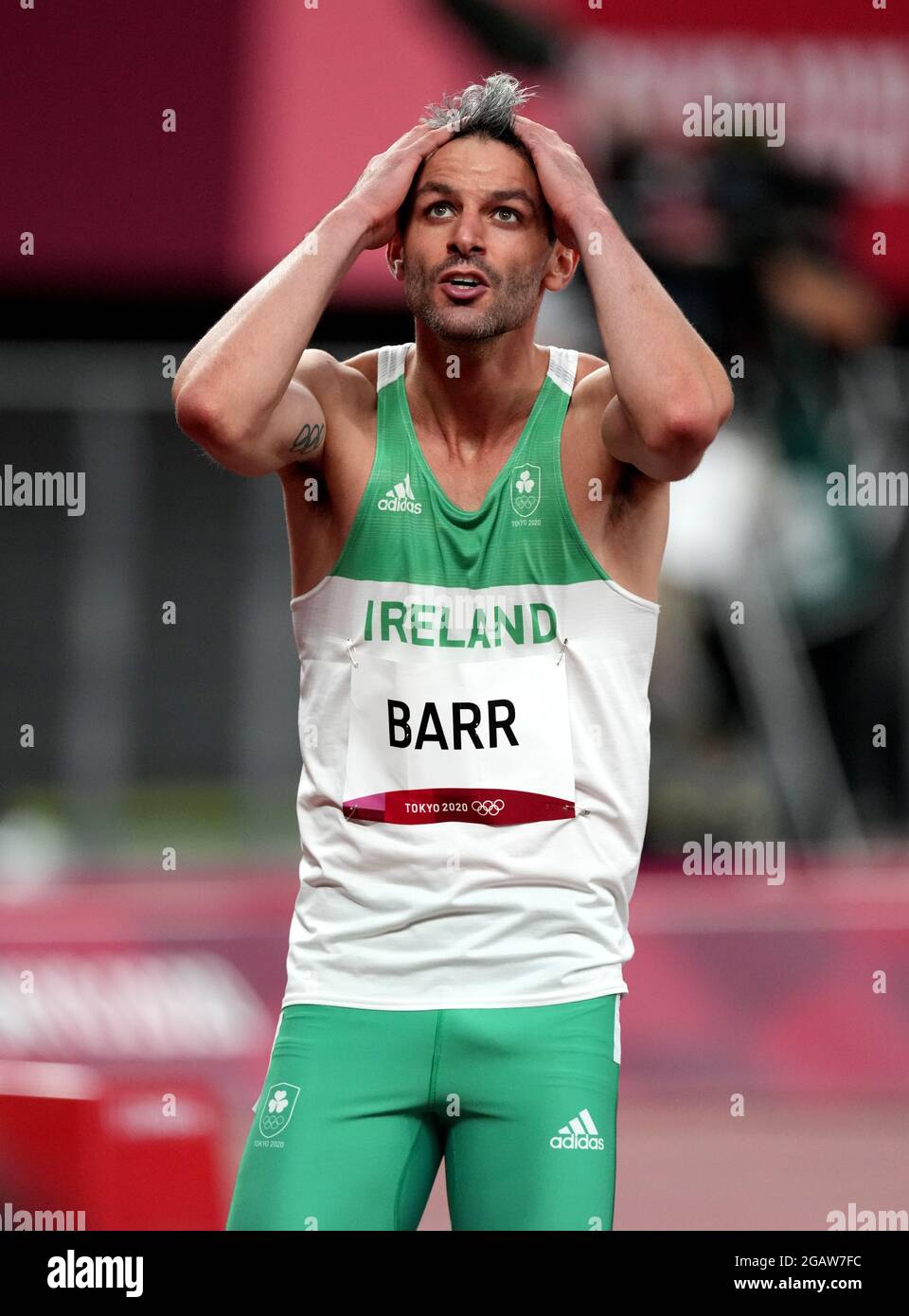 Ireland's Thomas Barr reacts after the first semi-final of the Men's ...