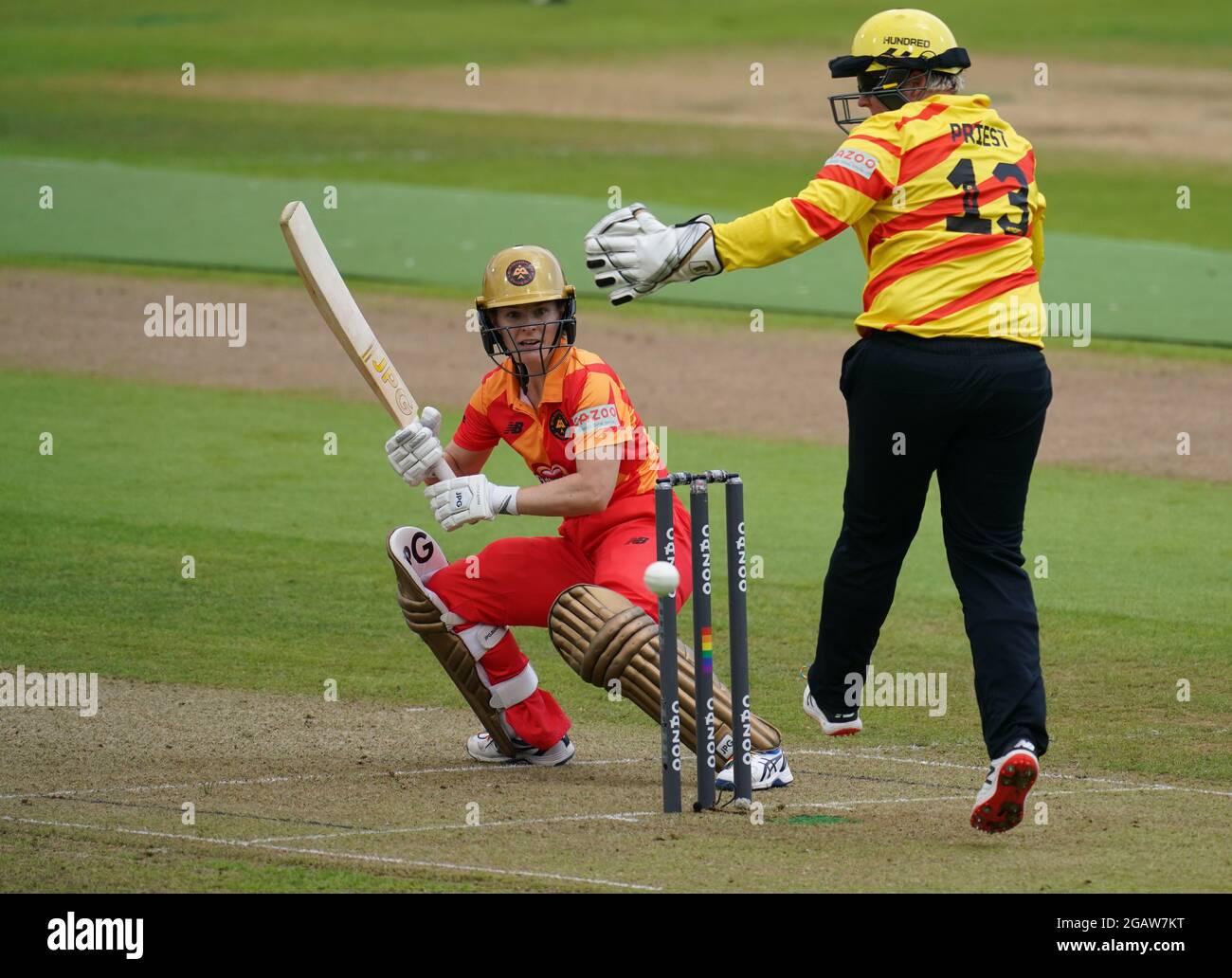 Birmingham Phoenix's Katie Mack (left) batting as Trent Rockets' wicket ...