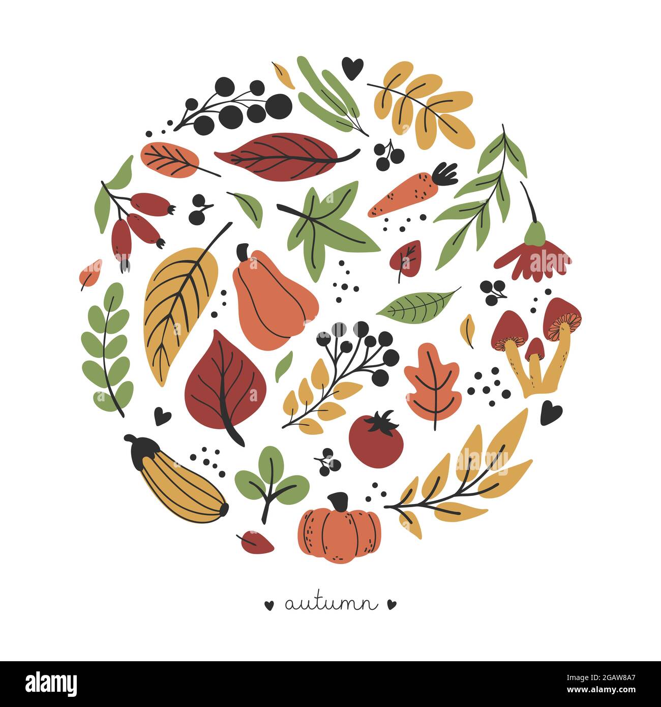 Autumn yellow leaves fruits Stock Vector Images - Alamy
