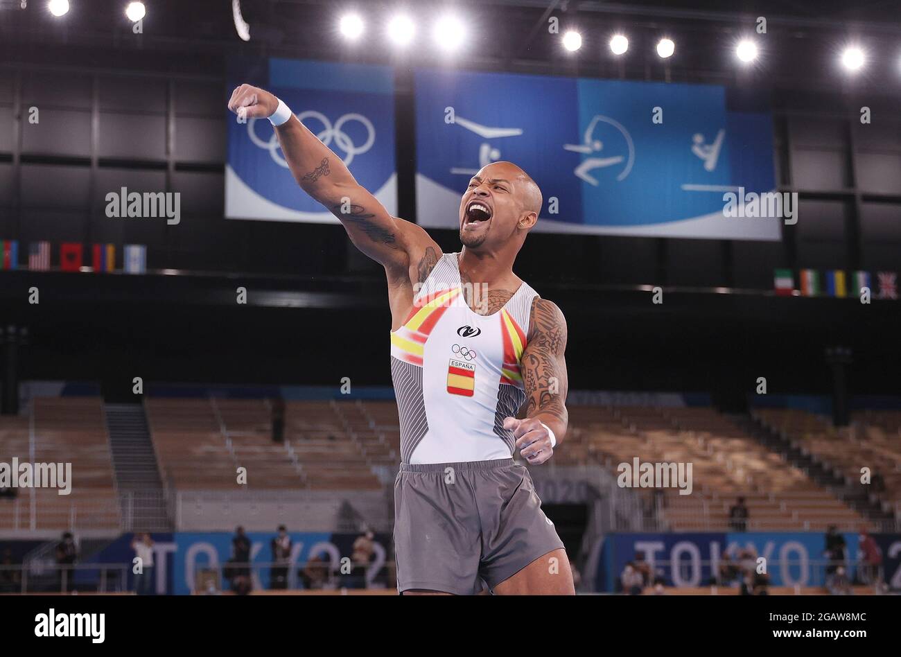 Tokyo, Japan. 1st Aug, 2021. Rayderley Zapata of Spain celebrates after ...