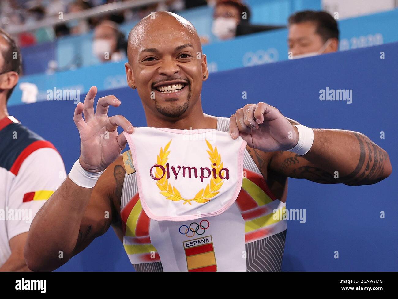 Tokyo, Japan. 1st Aug, 2021. Rayderley Zapata of Spain celebrates after ...