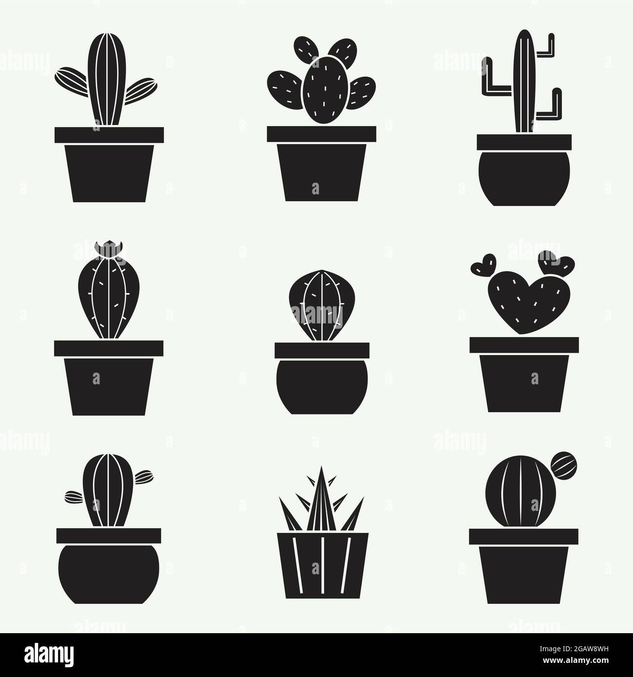 Set of vector cactus icons on white background. Easy editable layered ...