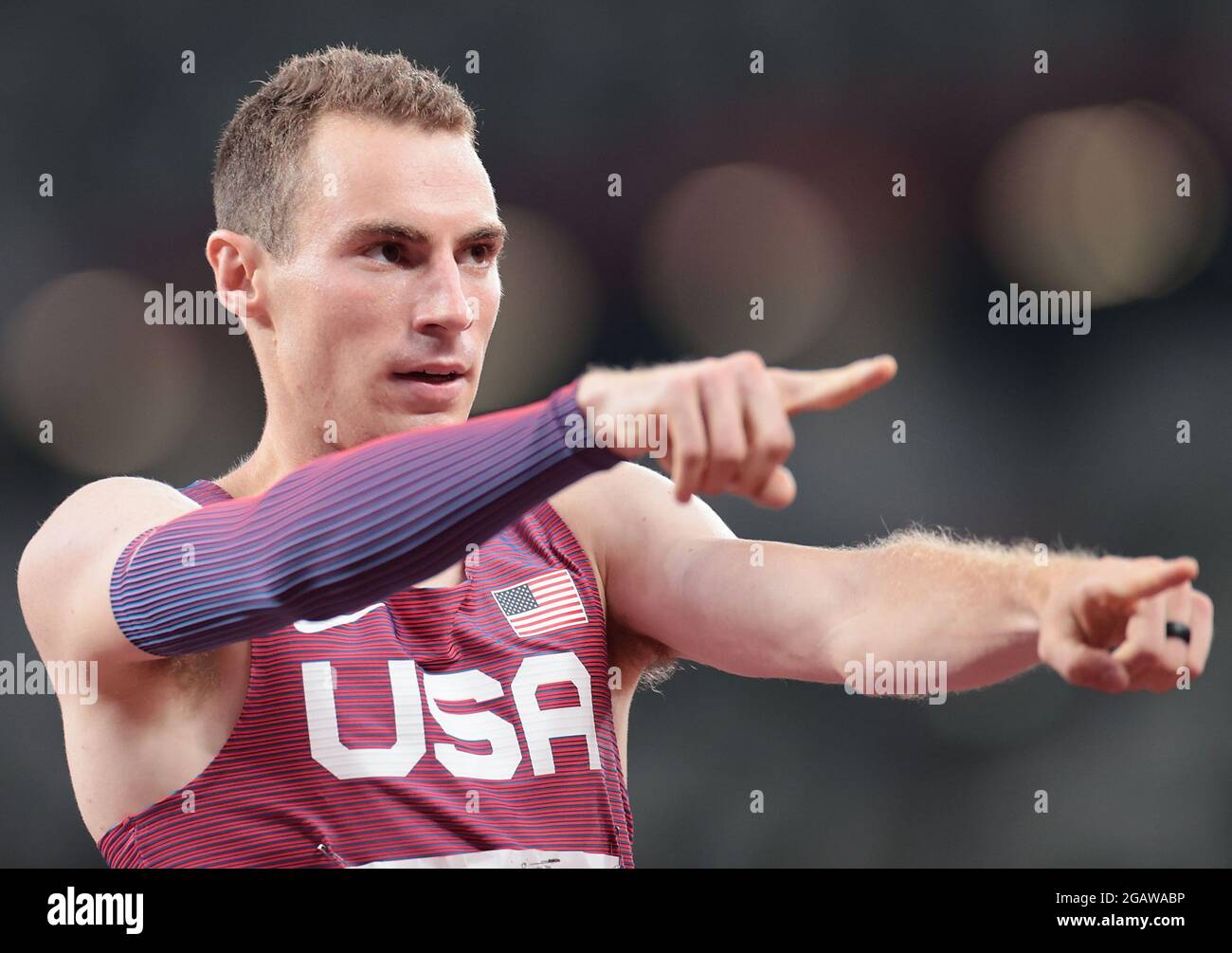 Tokyo, Japan. 1st Aug, 2021. Clayton Murphy of the United States reacts ...