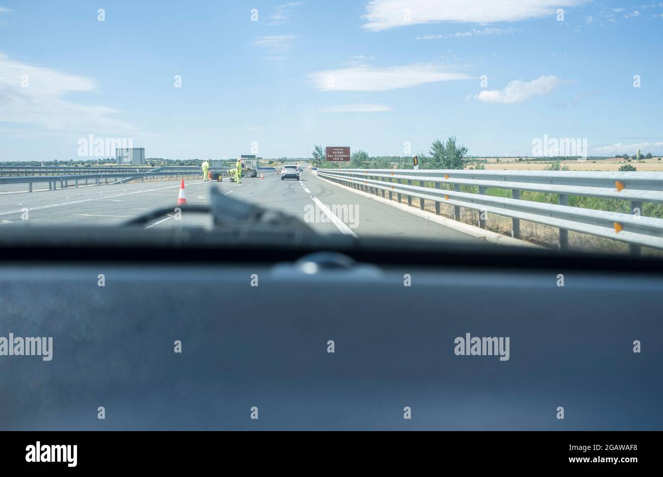 Road side view from inside car hi-res stock photography and images - Alamy