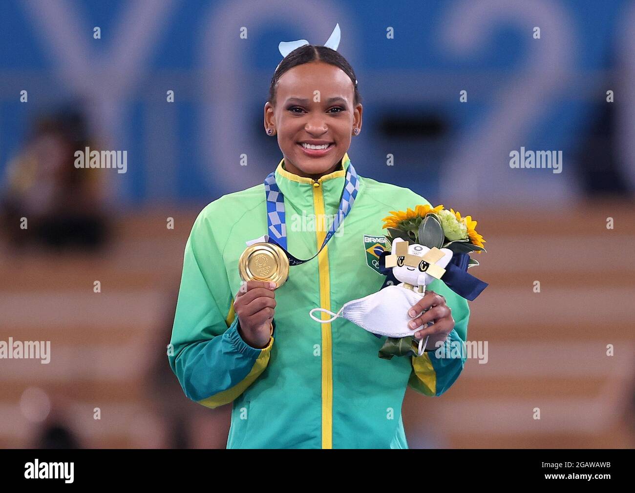 Tokyo, Japan. 1st Aug, 2021. Gold medalist Rebeca Andrade of Brazil ...