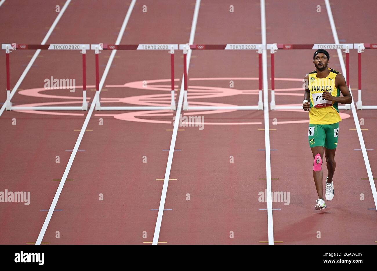 Tokyo, Japan. 1st Aug, 2021. Jaheel Hyde of Jamaica reacts after ...