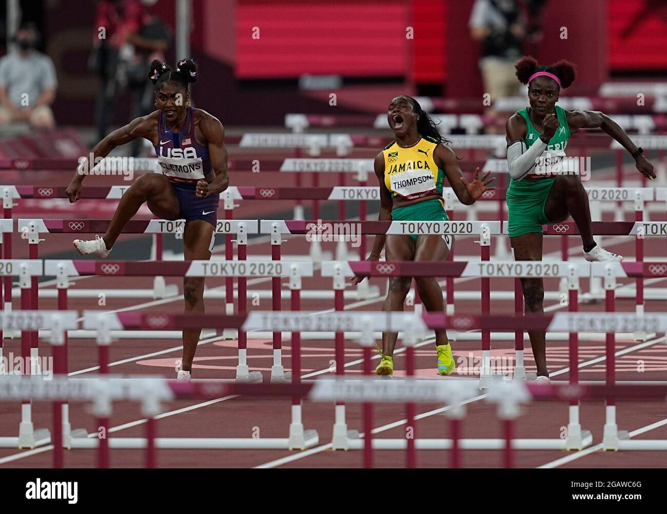 August 1, 2021: Yanique Thompson during 100 meter hurdles for women at ...