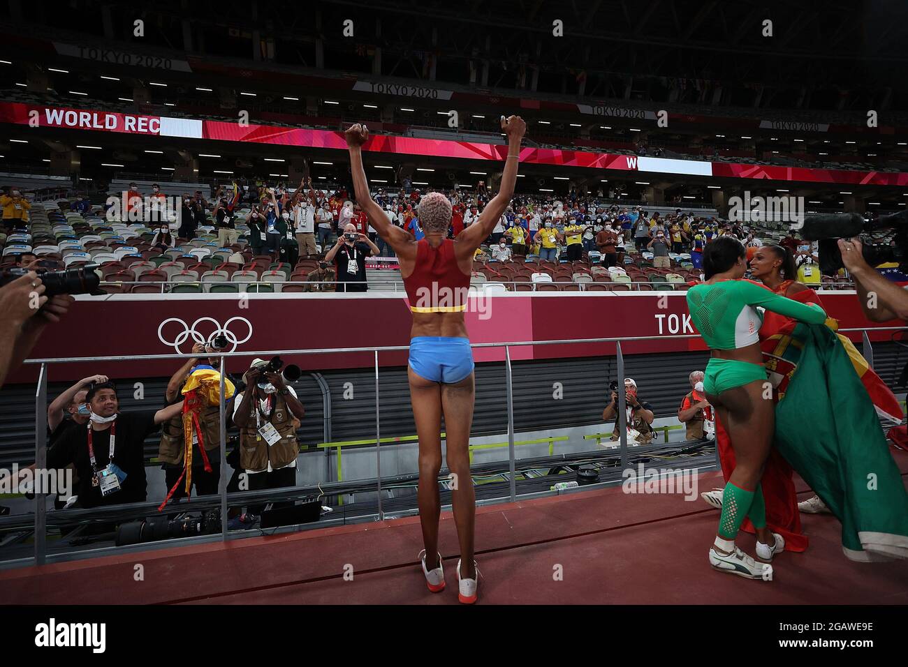 Tokyo, Japan. 1st Aug, 2021. Yulimar Rojas of Venezuela celebrates ...
