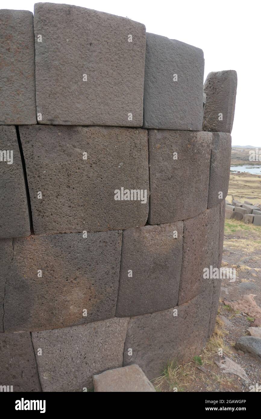 Inca cemetery Puno near shores of Lake Titicaca pre Inca village Peru ...
