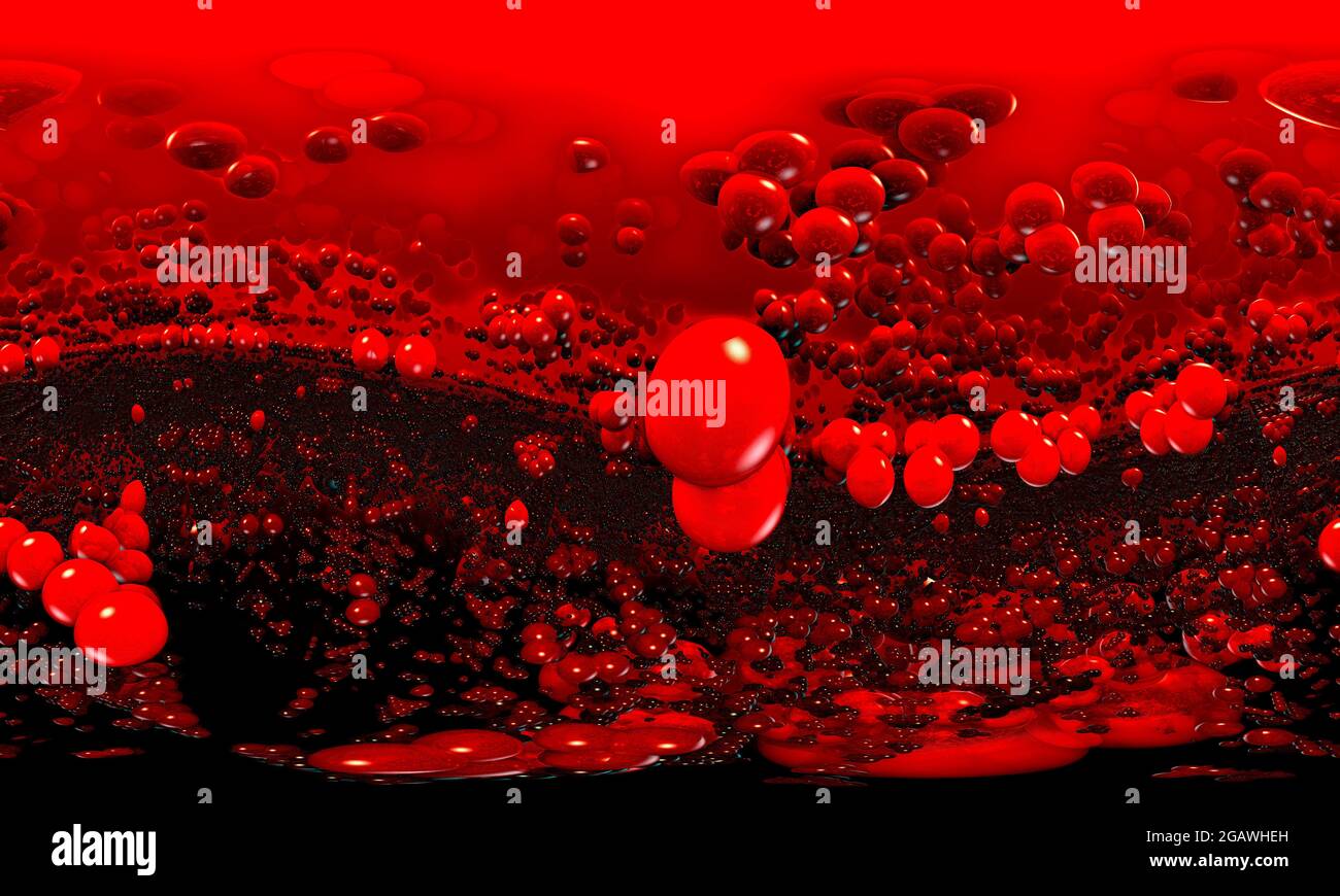 3d red streaming blood cells banner. Fractal of blood. 3D Rendering ...