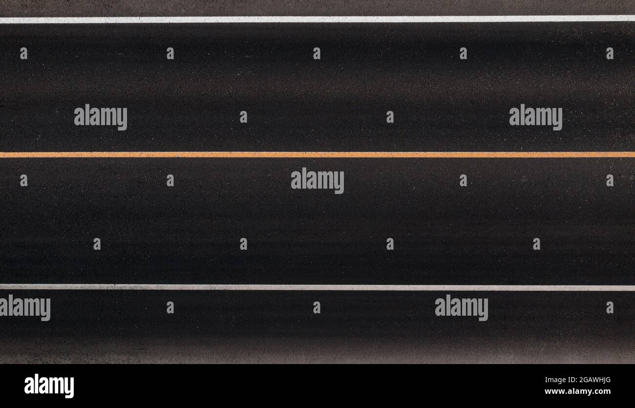 Road markings of the highway. Texture of asphalt with dividing lines ...