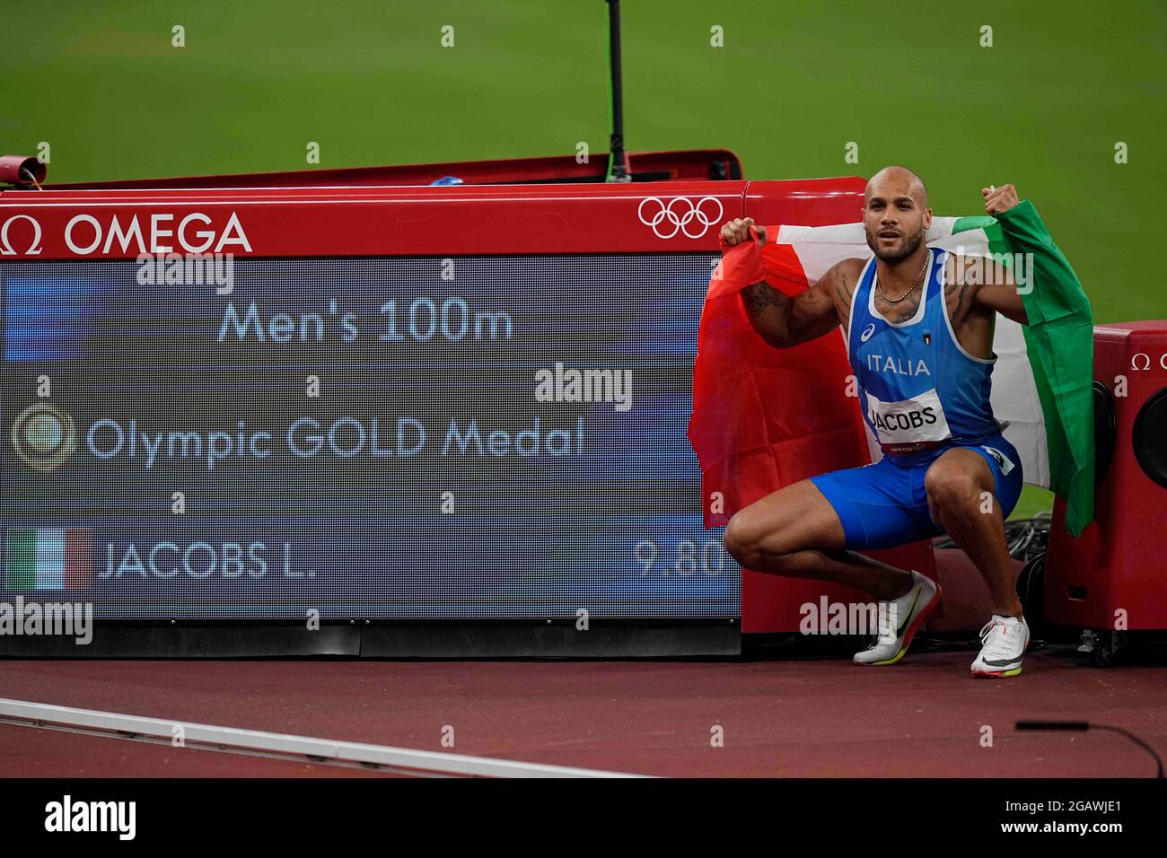 August 1, 2021: Lamont Marcell Jacobs winning the 100 meter for men at ...