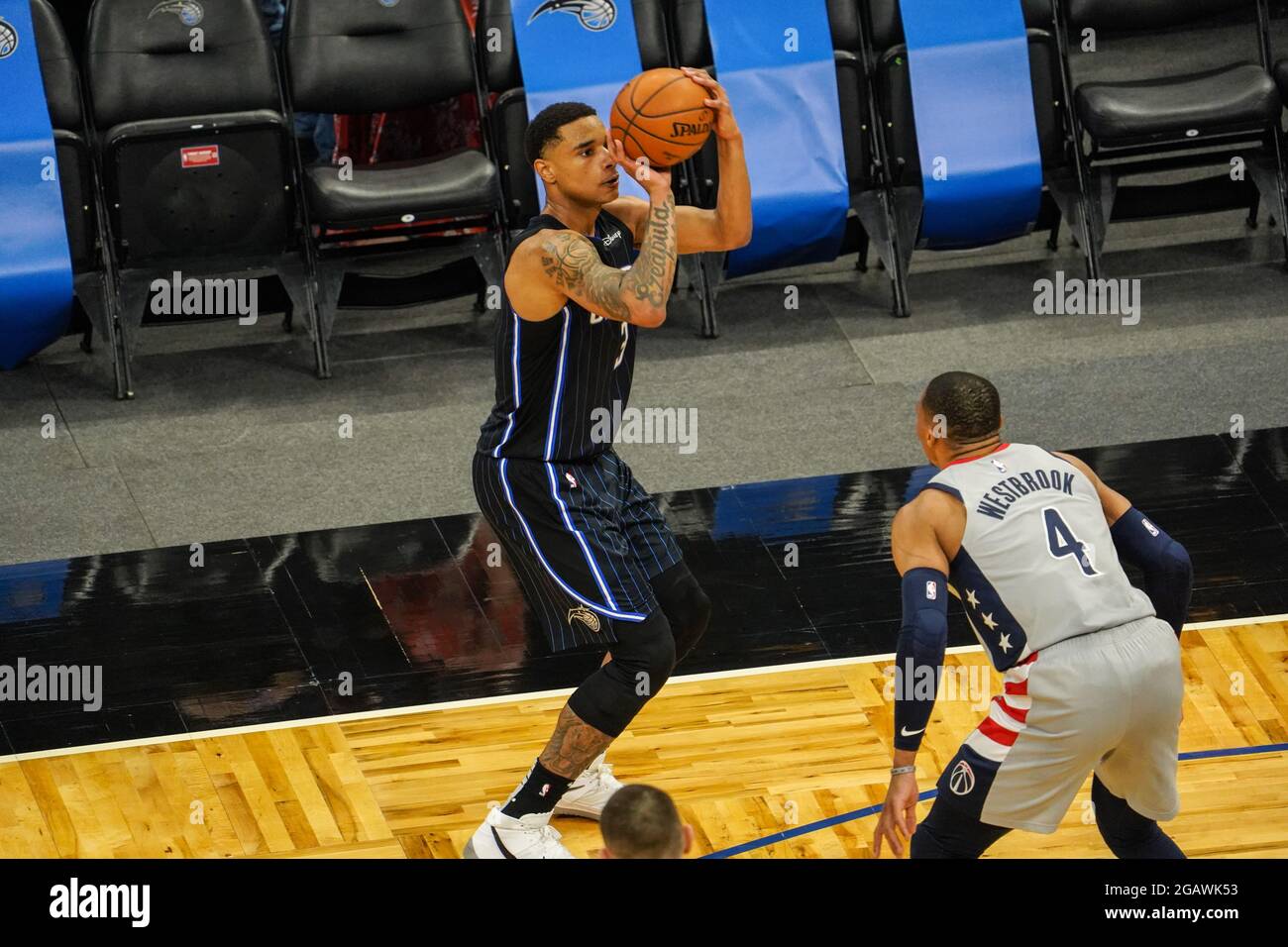 Orlando, Florida, USA, April 7, 2021, Washington Wizards face the ...