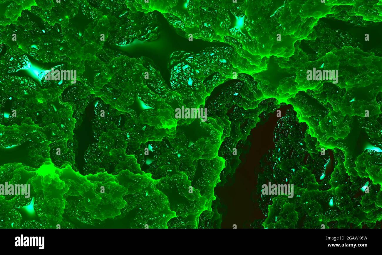 Fractal pattern of green kriptonite stone macro mineral for background ...