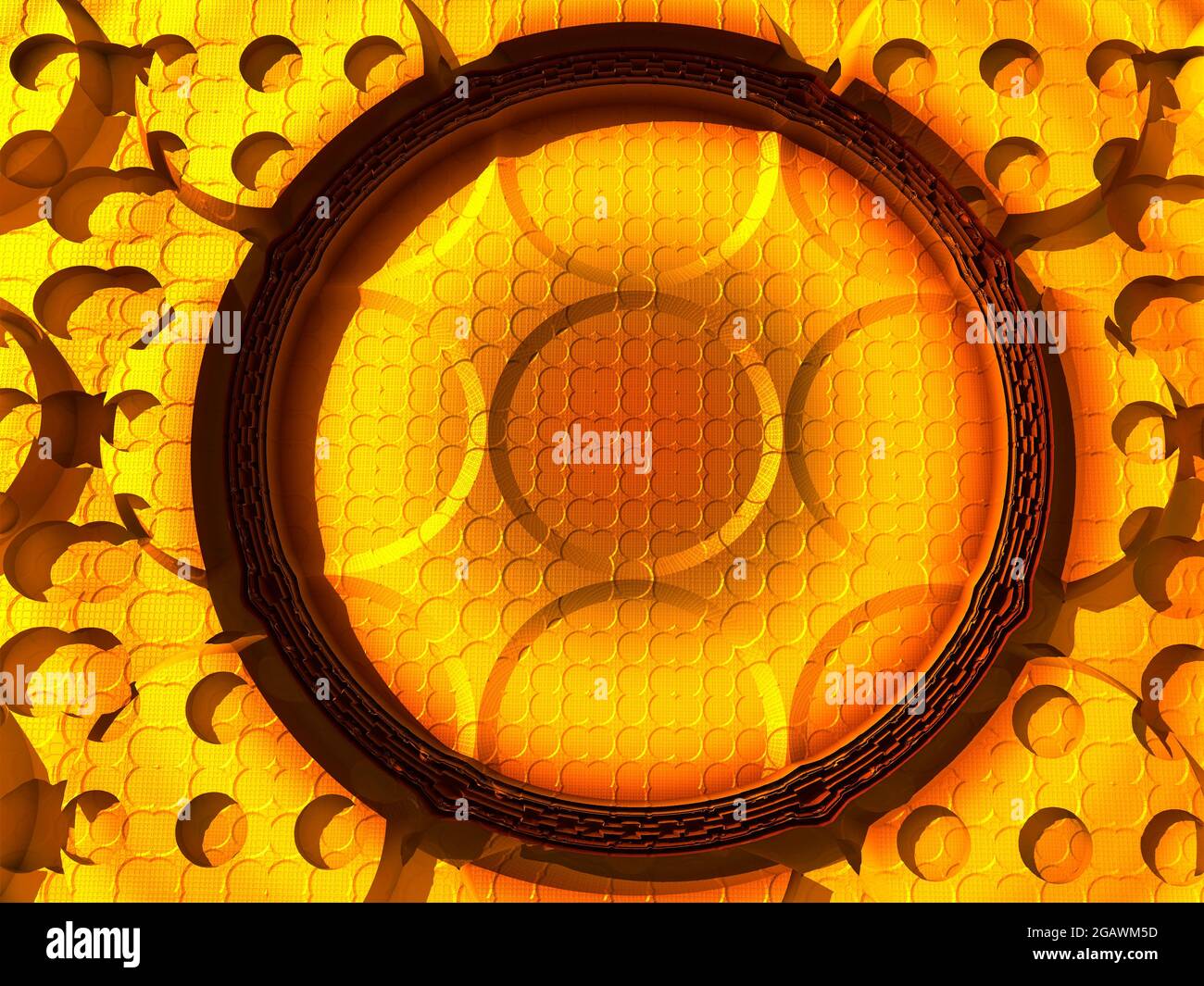 3D volumetric convex embossed geometric gold pattern. Ethnic abstract ...