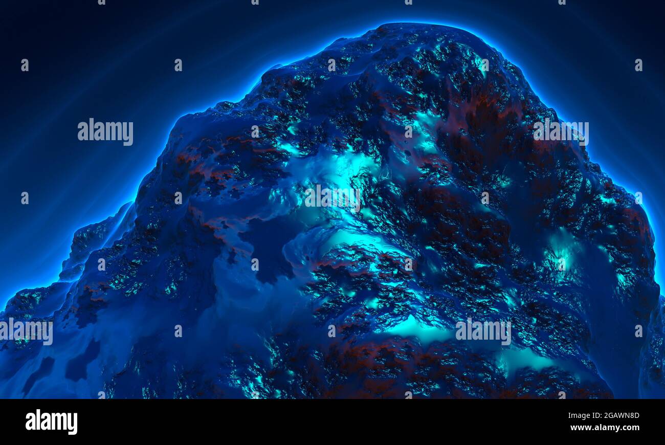 Blue platinum Painted Cliff Glows Texture. Metallic Ore Sparkles ...