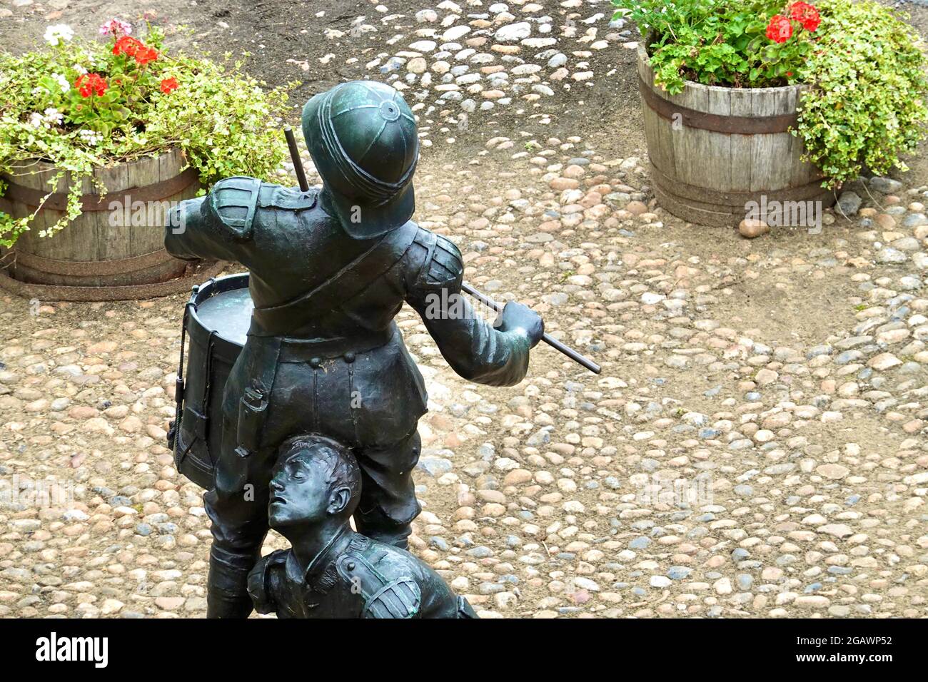 Woodbridge, Suffolk - 1 August 2021: Drummer boy statue, Market Hill ...
