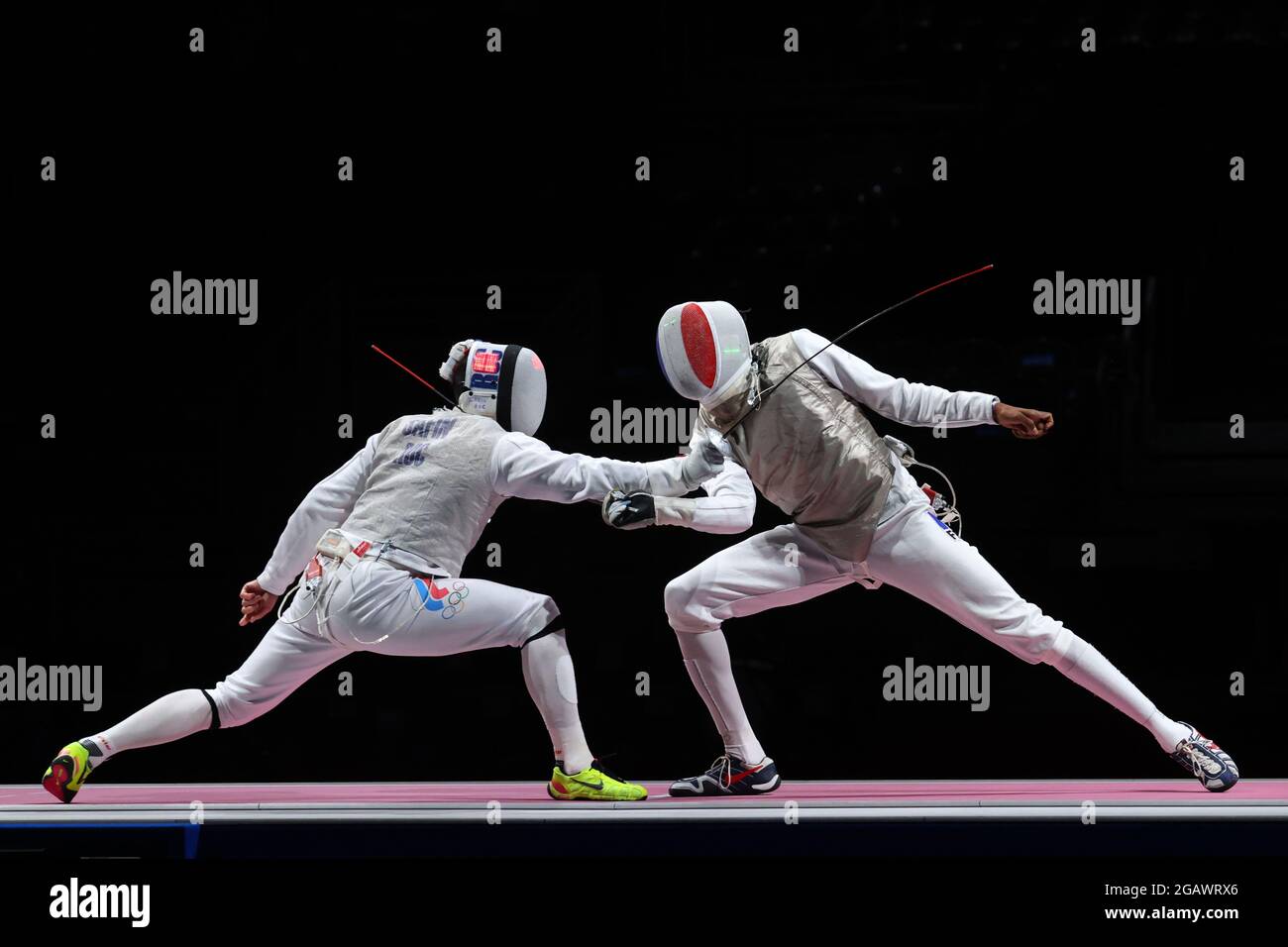 Chiba, Japan. 1st Aug, 2021. (L-R) Timur Safin (ROC), Enzo Lefort (FRA ...