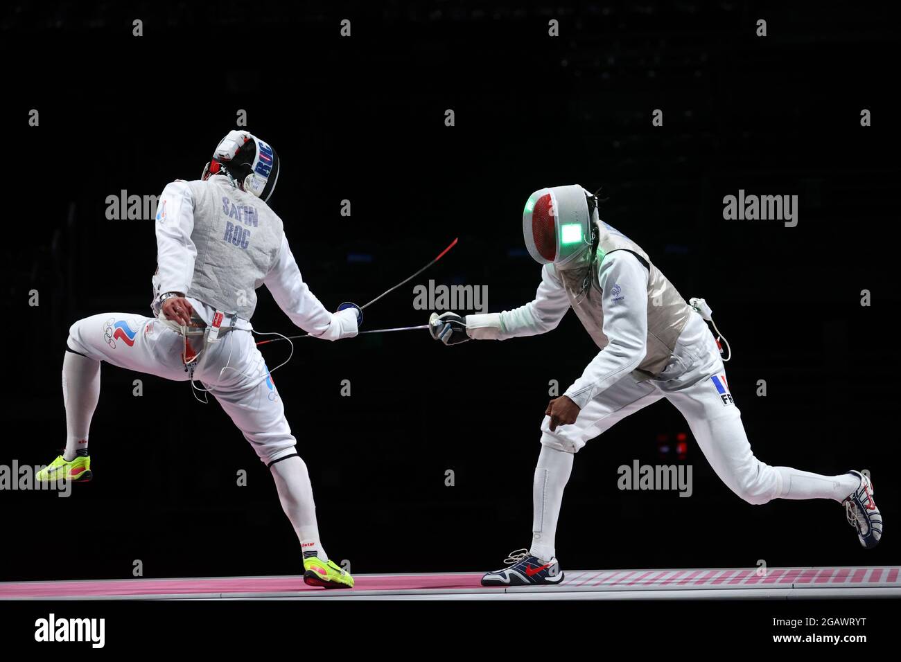 Chiba, Japan. 1st Aug, 2021. (L-R) Timur Safin (ROC), Enzo Lefort (FRA ...