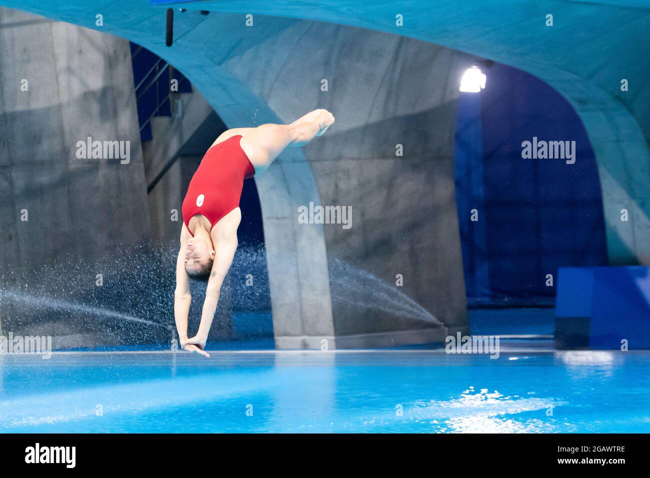 July 31, 2021: Pamela Ware of Canada diving during the Women's 3m ...