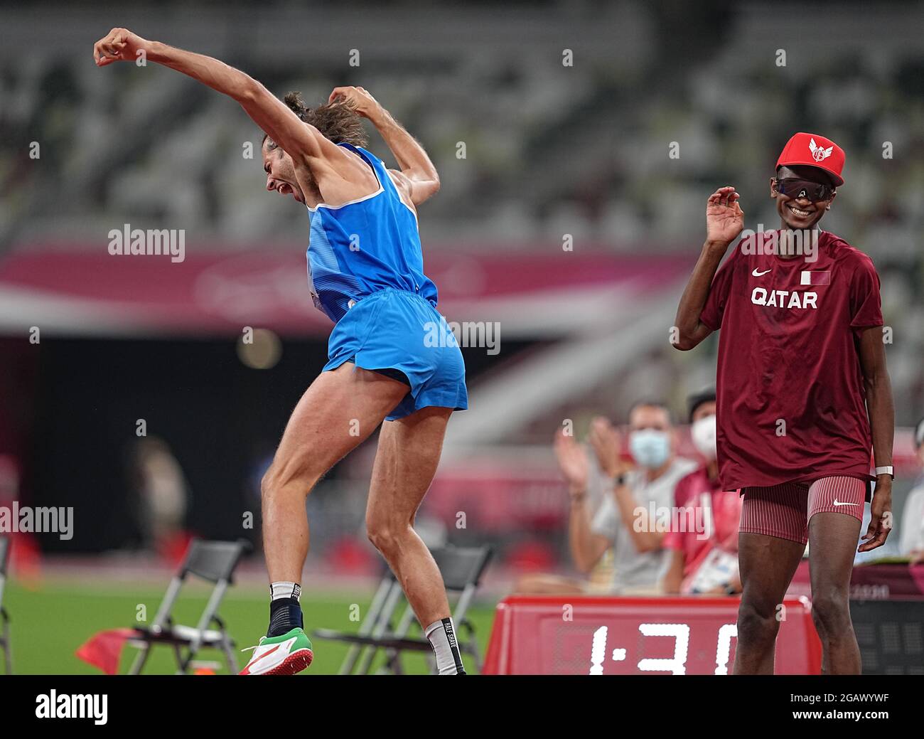 01 August 2021, Japan, Tokio: Athletics: Olympics, high jump, men ...