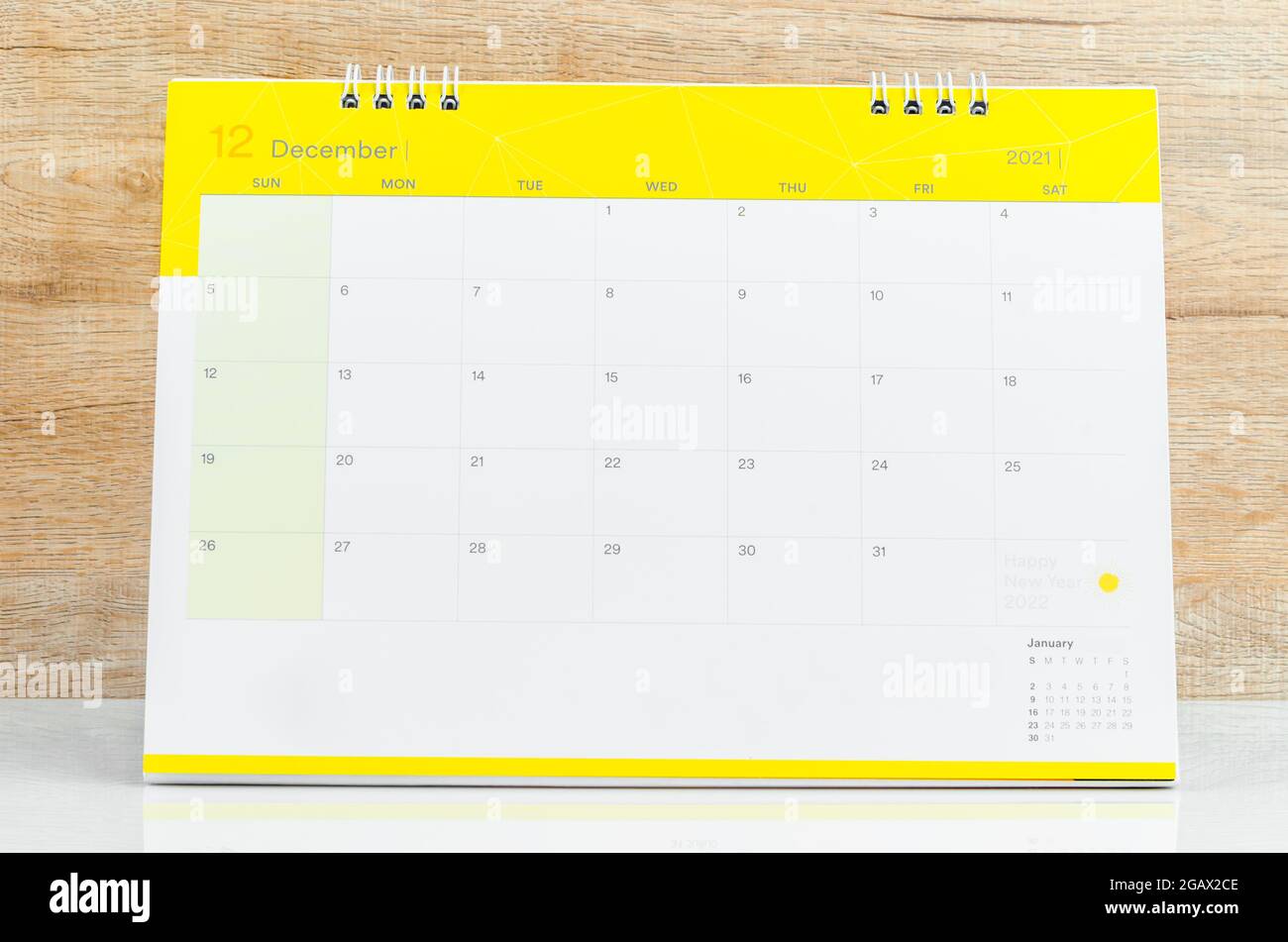 December Calendar 2021 on wooden table background Stock Photo - Alamy