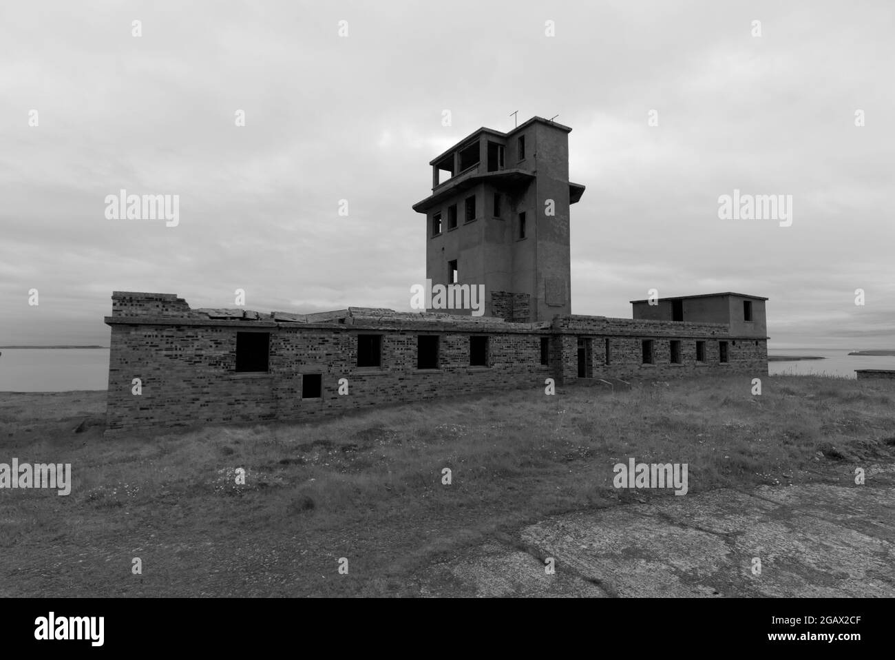Wartime signal station at Stanger Head, Isle of Flotta, Orkney Stock ...