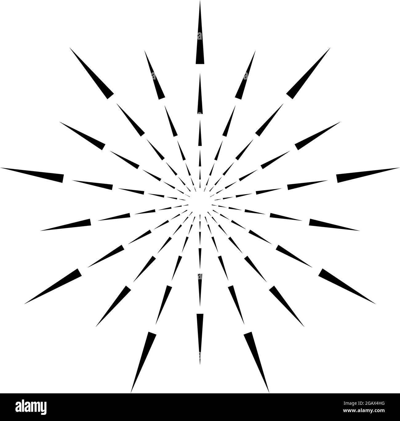 Radial, concentric, circular triangles shape, design element, icon ...