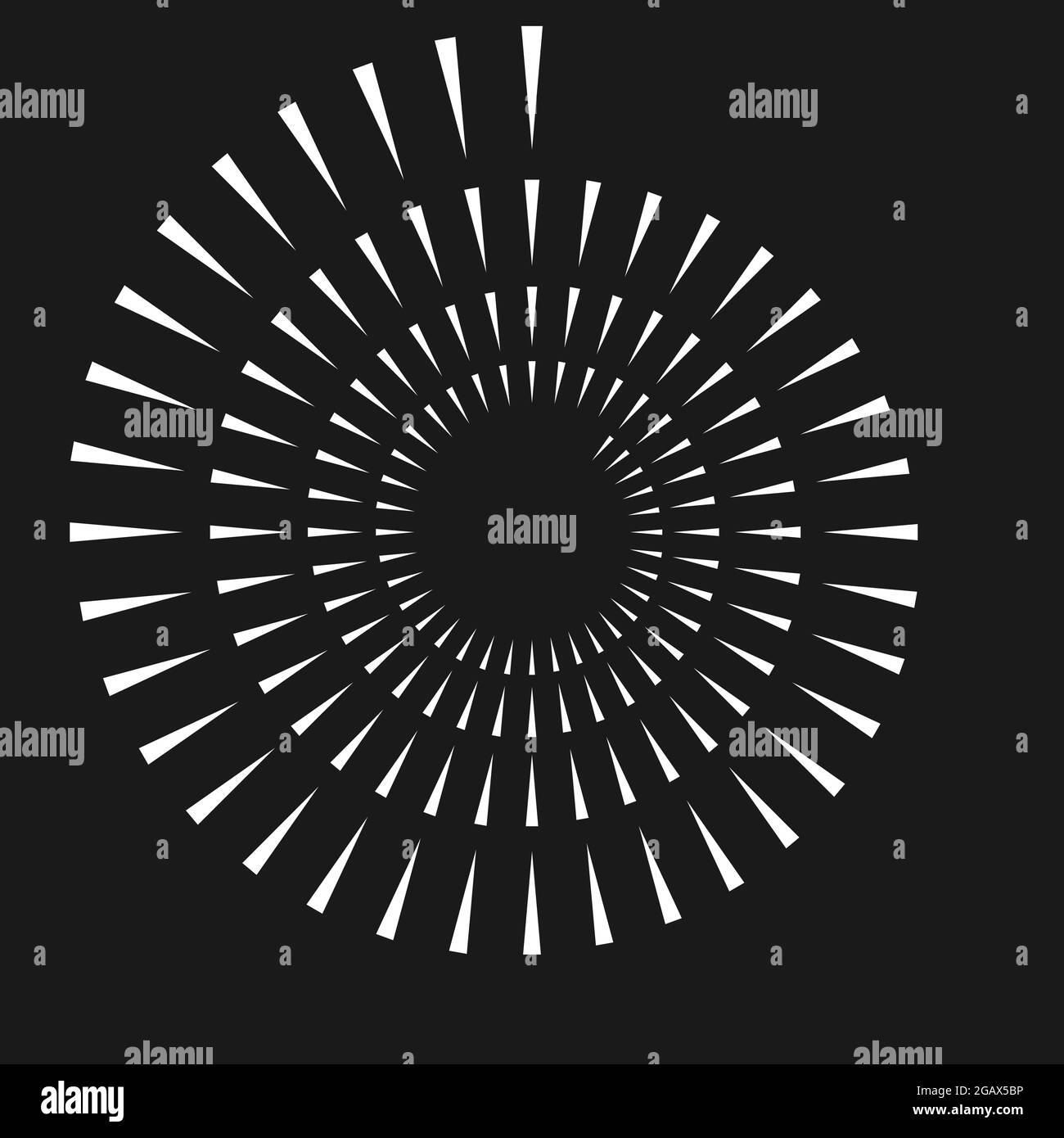 Radial, concentric, circular triangles shape, design element, icon ...