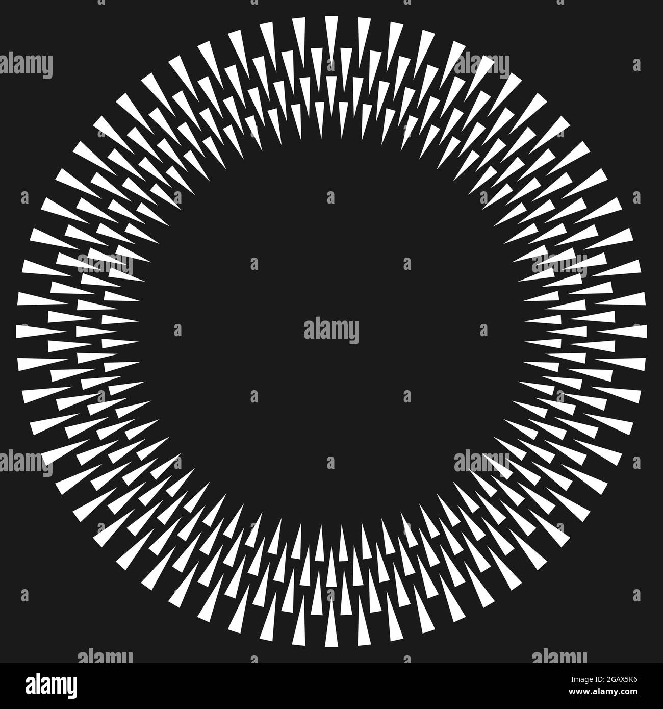 Radial, concentric, circular triangles shape, design element, icon ...