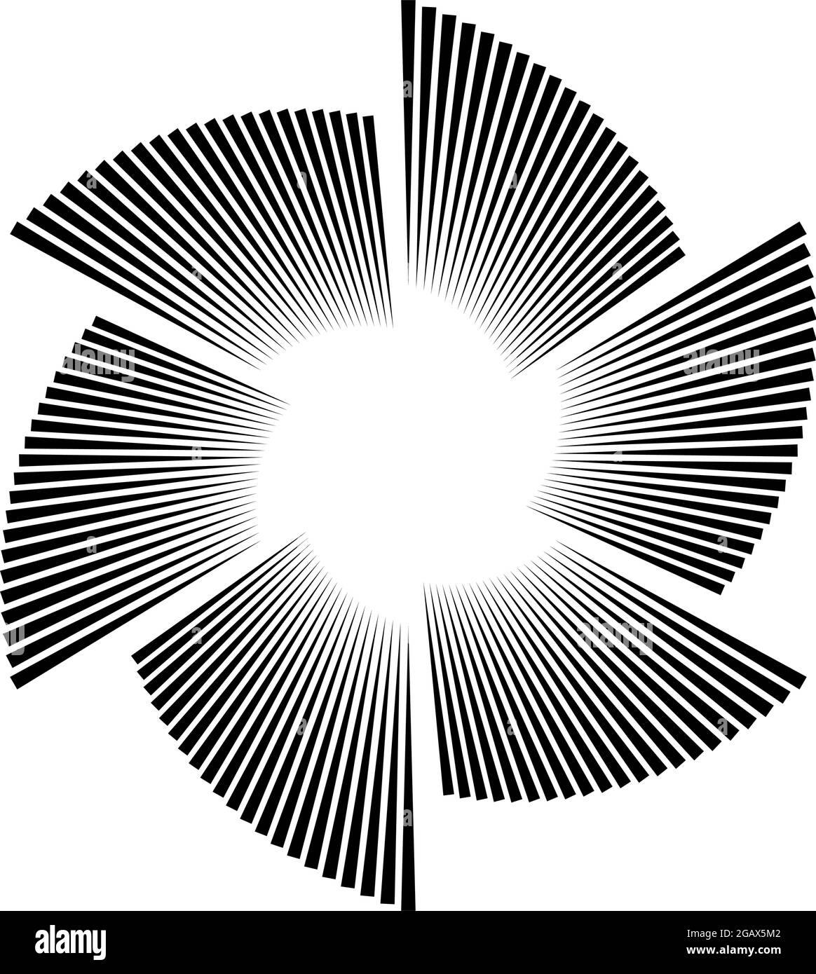 Radial, concentric, circular triangles shape, design element, icon ...