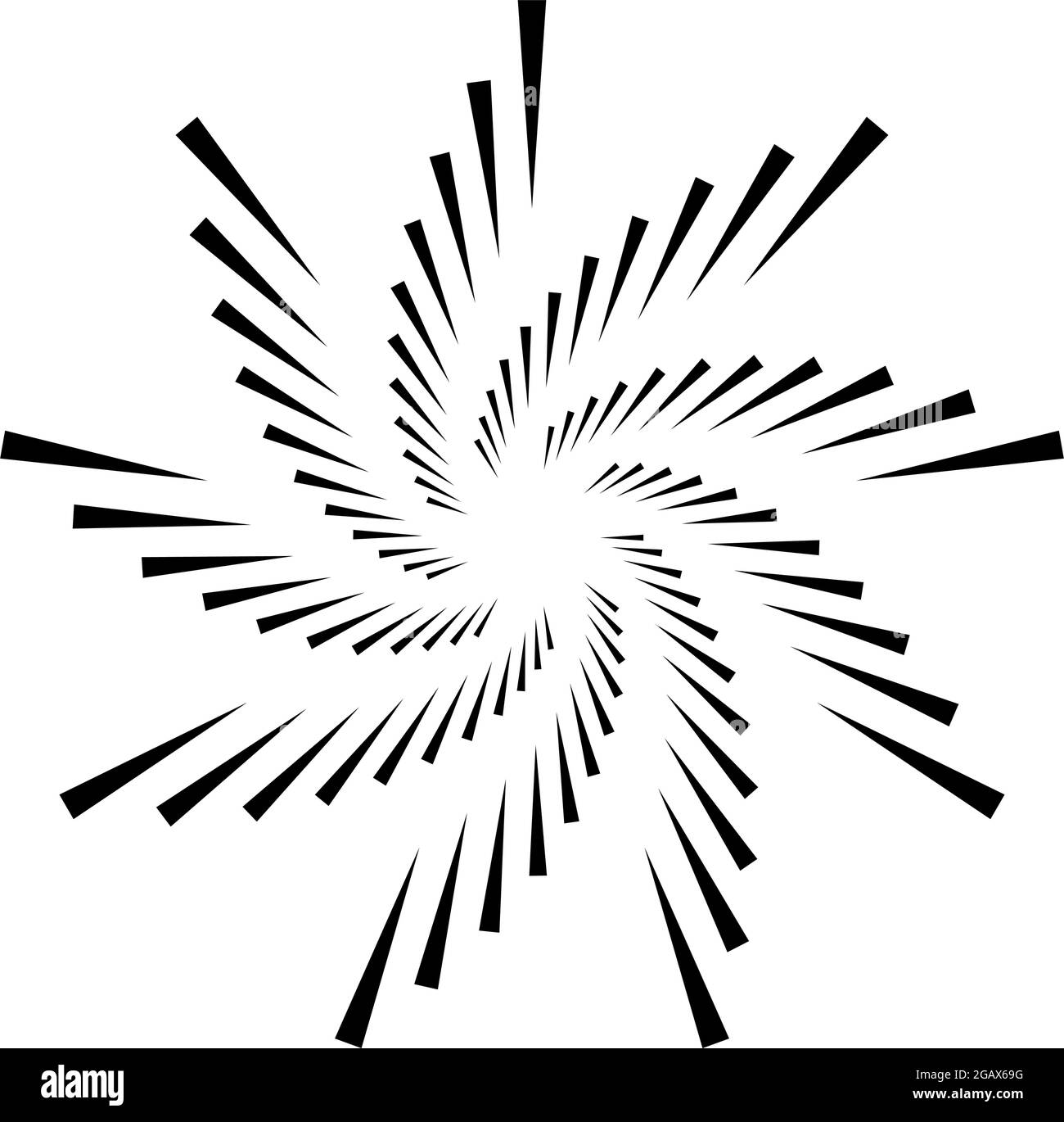 Radial, concentric, circular triangles shape, design element, icon ...