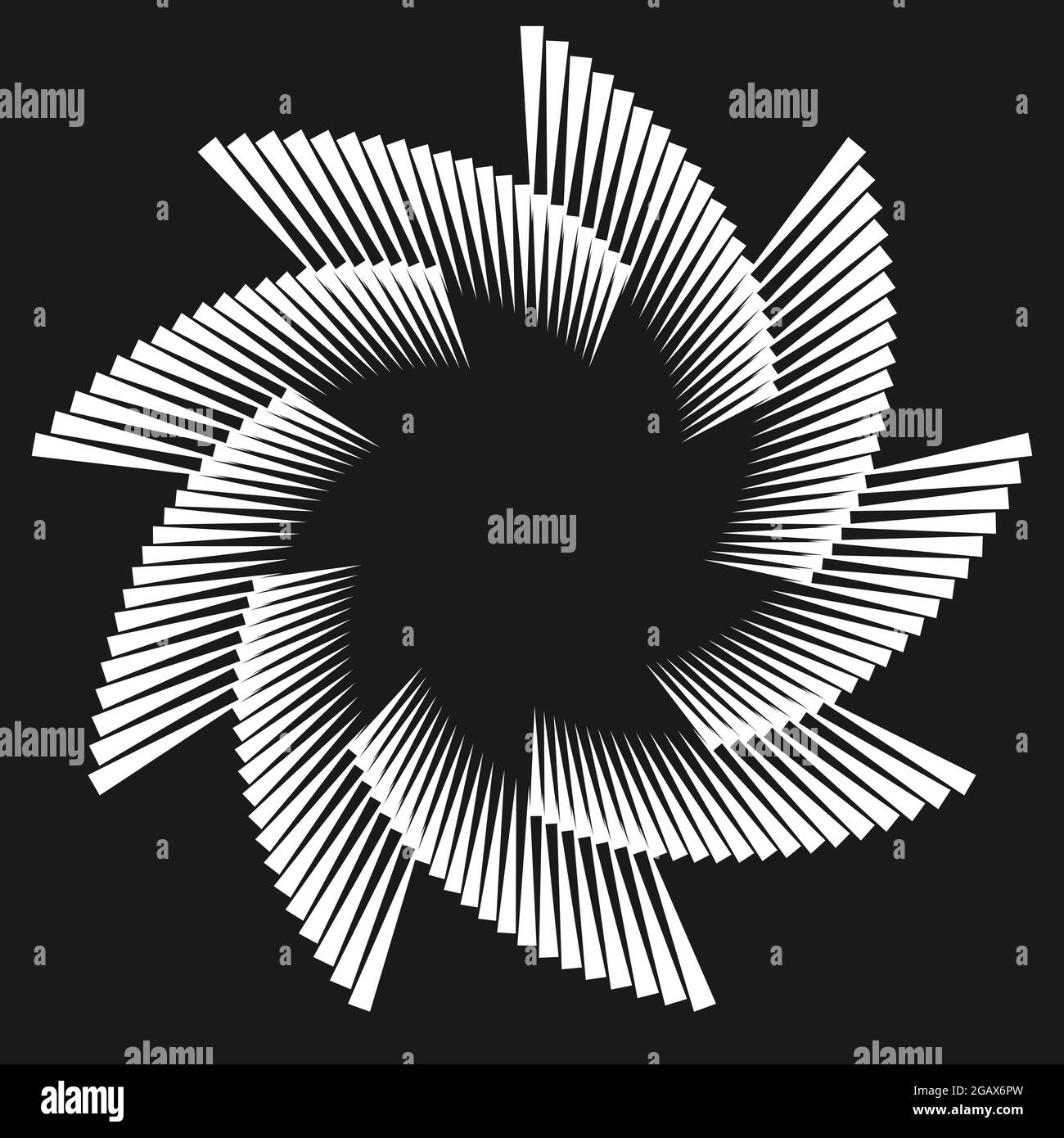 Radial, concentric, circular triangles shape, design element, icon ...