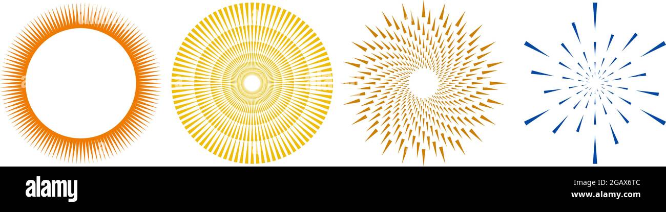 Radial, concentric, circular triangles shape, design element, icon ...