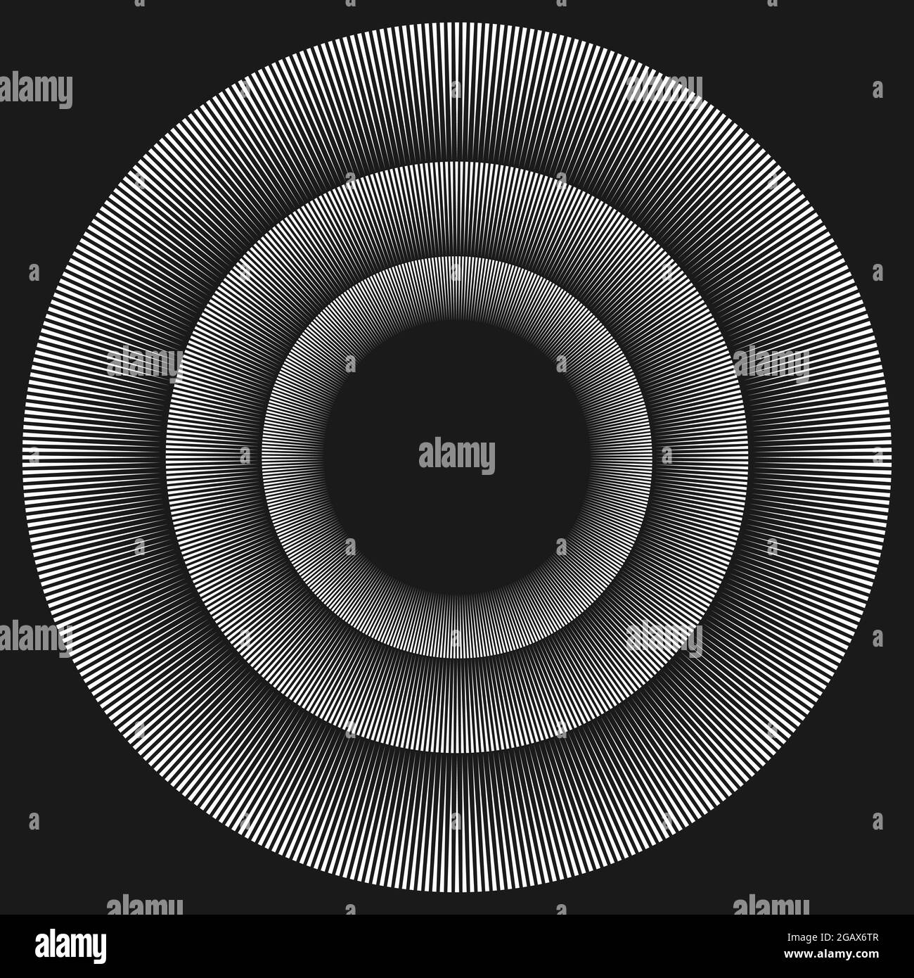 Radial, concentric, circular triangles shape, design element, icon ...