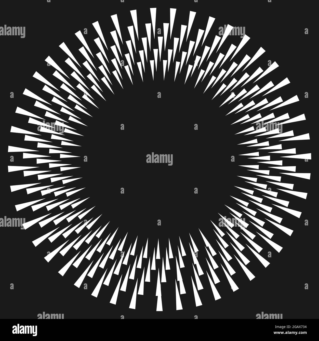 Radial, concentric, circular triangles shape, design element, icon ...
