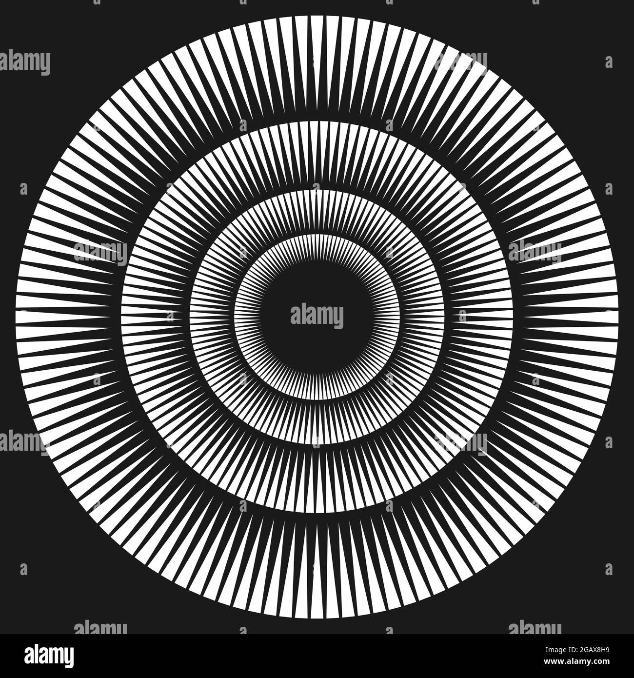 Radial, concentric, circular triangles shape, design element, icon ...