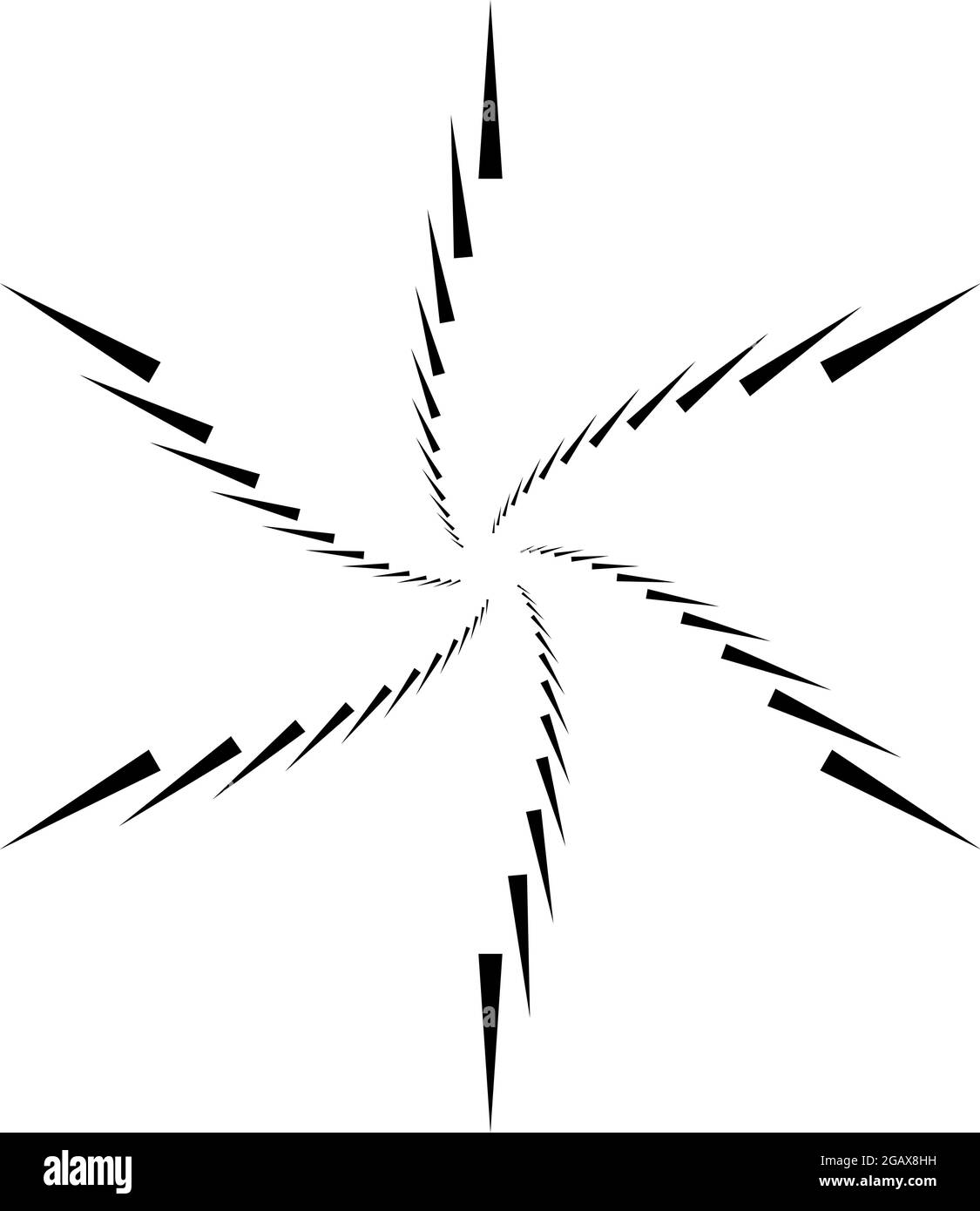 Radial, concentric, circular triangles shape, design element, icon ...