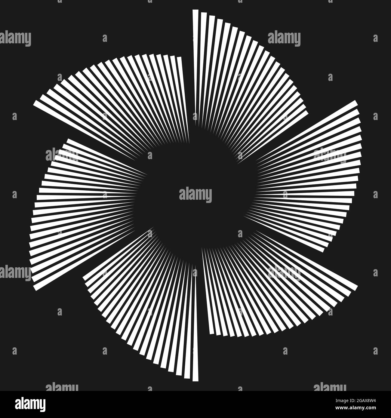 Radial, concentric, circular triangles shape, design element, icon ...