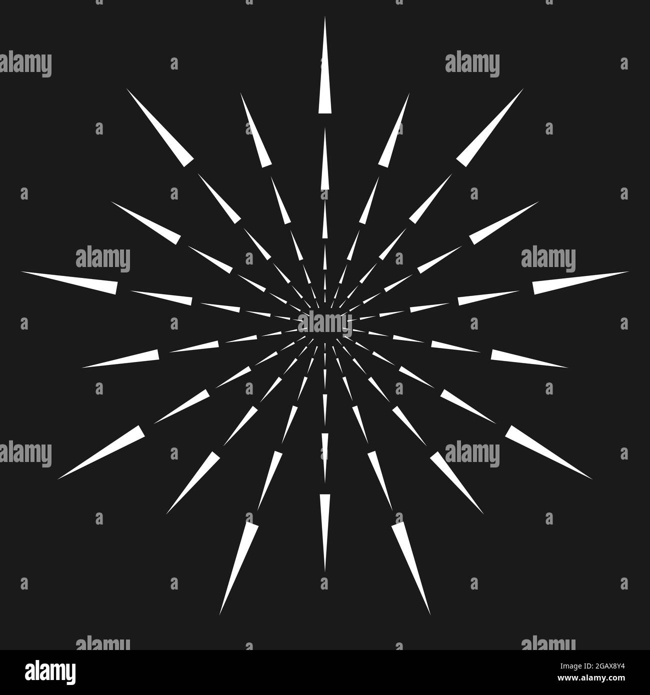 Radial, concentric, circular triangles shape, design element, icon ...